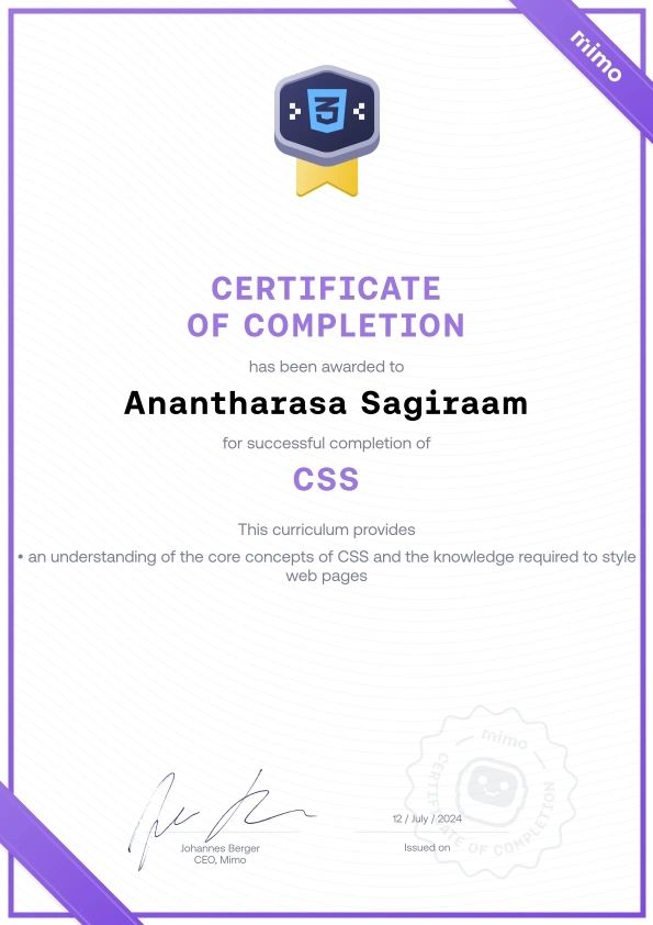 A.Sagiraam . on LinkedIn: successfully I have completed CSS A.Sagiraam . on LinkedIn: successfully I have completed CSS