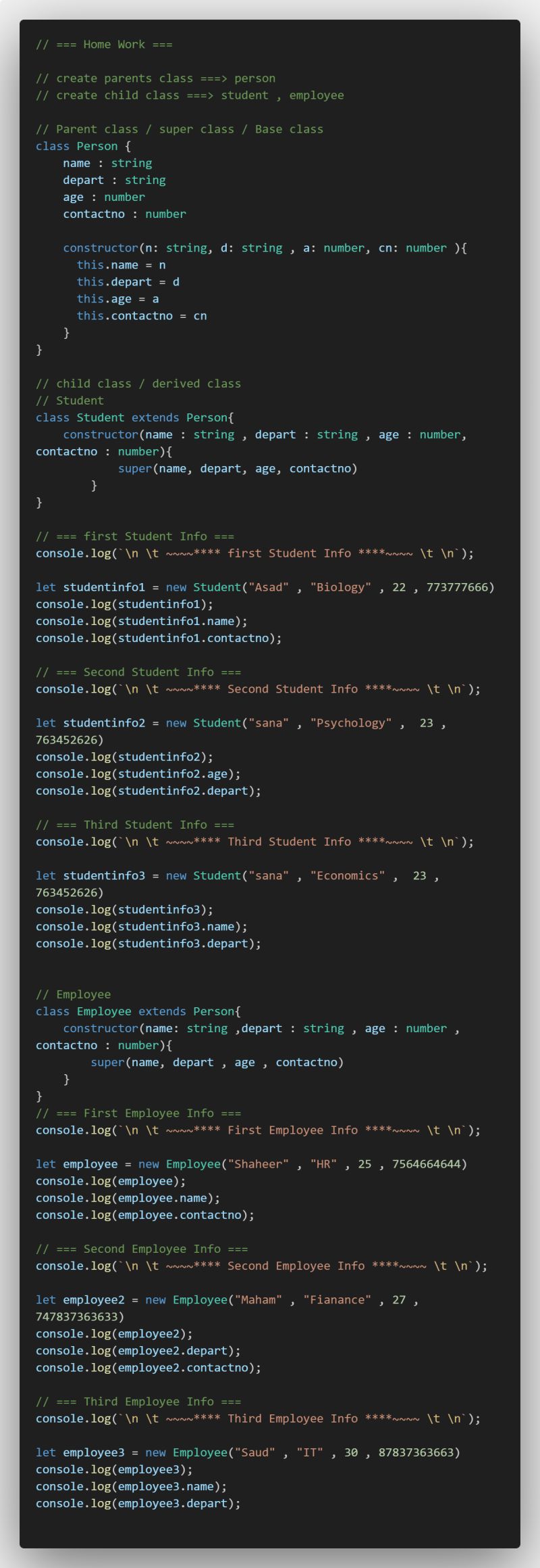 Maryam Ansari on LinkedIn: #oop #inheritance #typescript #oops # ... Maryam Ansari on LinkedIn: #oop #inheritance #typescript #oops # ...