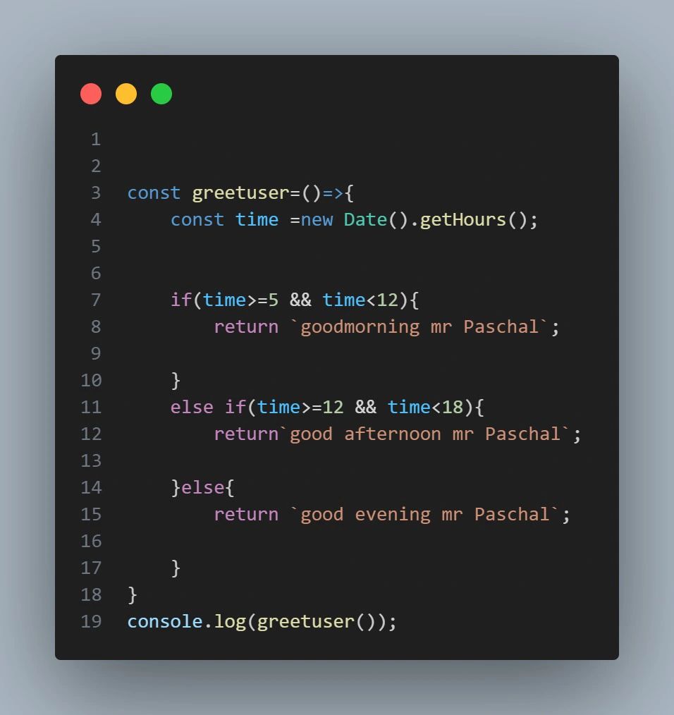 Emeka Chigbata on LinkedIn: today I made a dynamic function that greets ... Emeka Chigbata on LinkedIn: today I made a dynamic function that greets ...