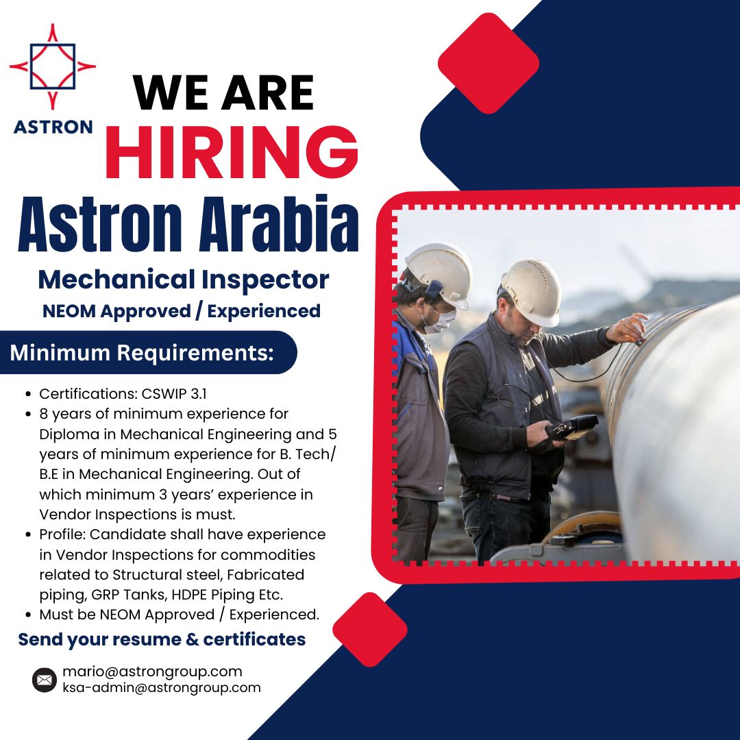 Astron Group on LinkedIn: ASTRON ARABIA is looking for experienced ... Astron Group on LinkedIn: ASTRON ARABIA is looking for experienced ...
