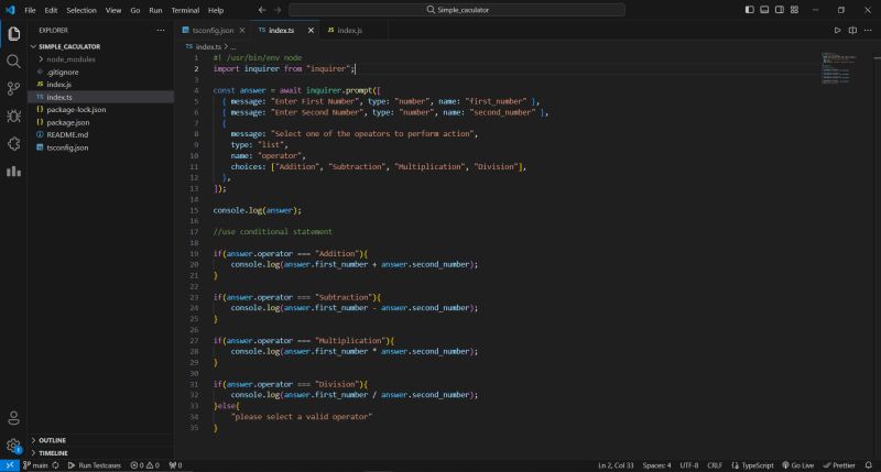 How I built a TypeScript CLI calculator with prompts | Abdullah Rasool ... How I built a TypeScript CLI calculator with prompts | Abdullah Rasool ...