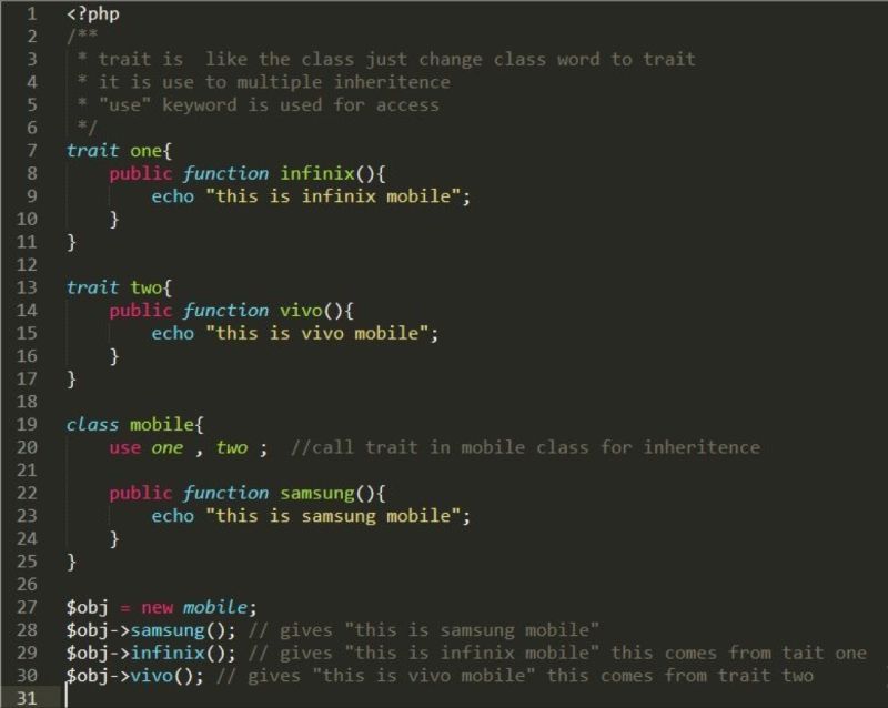 Sujood Malkawi on LinkedIn: PHP: trait in OOP 1) it is use for multiple ... Sujood Malkawi on LinkedIn: PHP: trait in OOP 1) it is use for multiple ...