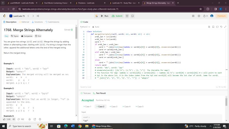 Fahad Rasheed on LinkedIn: Leetcode Problem: Merge Strings Alternately ... Fahad Rasheed on LinkedIn: Leetcode Problem: Merge Strings Alternately ...