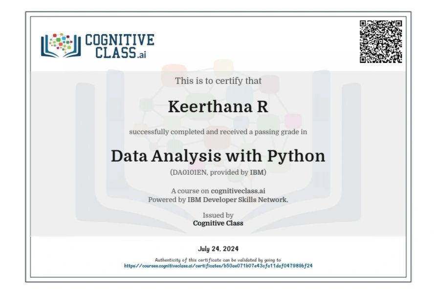 Keerthana R on LinkedIn: #dataanalysis #python #cognitiveclassai Keerthana R on LinkedIn: #dataanalysis #python #cognitiveclassai