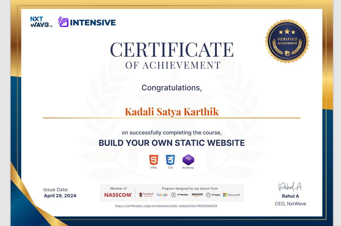 Kadali Satya Karthik on LinkedIn: #nextwave #intensive3 #ccbp #ccbpian ... Kadali Satya Karthik on LinkedIn: #nextwave #intensive3 #ccbp #ccbpian ...