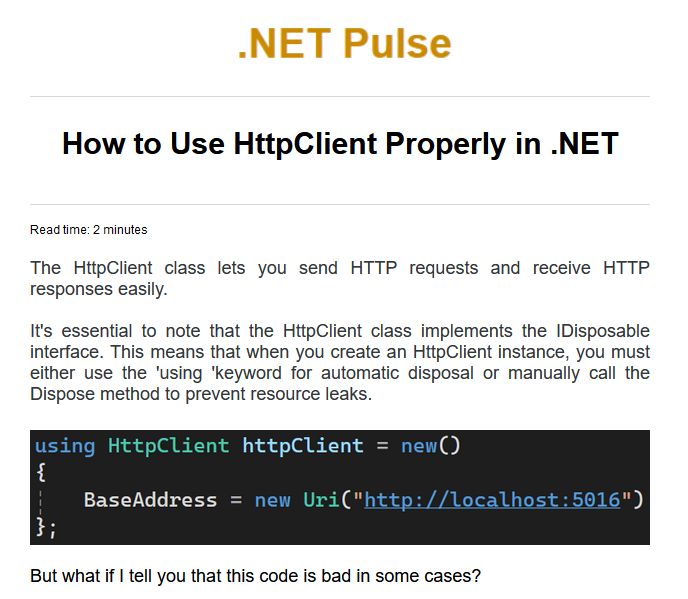 πΊπ¦ Oleg Kyrylchuk on LinkedIn: You're using HttpClient in .NET wrong ... πΊπ¦ Oleg Kyrylchuk on LinkedIn: You're using HttpClient in .NET wrong ...