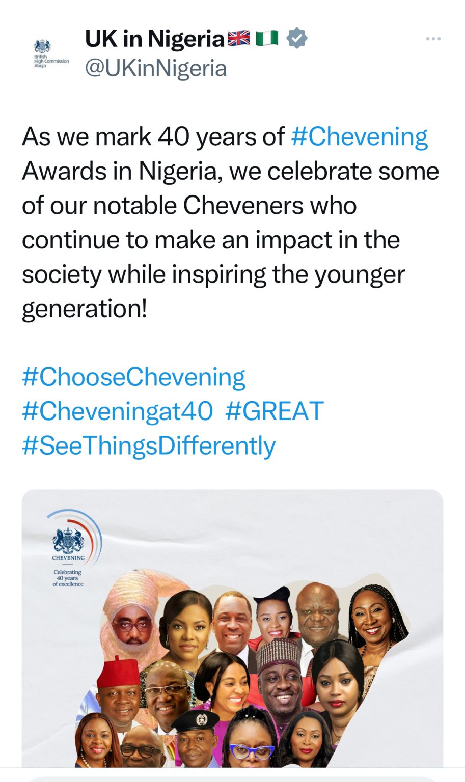 Ijeoma Onyeator, PhD on LinkedIn: #cheveningat40 Ijeoma Onyeator, PhD on LinkedIn: #cheveningat40