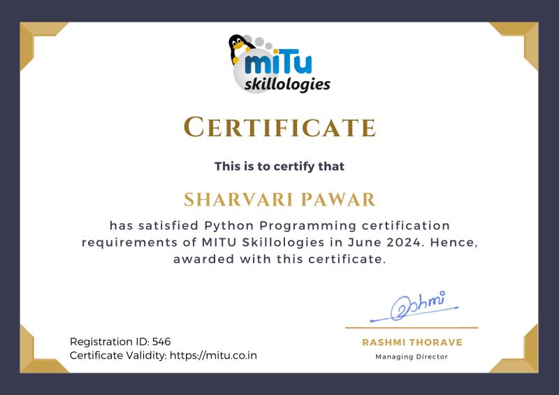 Sharvari Pawar on LinkedIn: #certification #inplant #python Sharvari Pawar on LinkedIn: #certification #inplant #python
