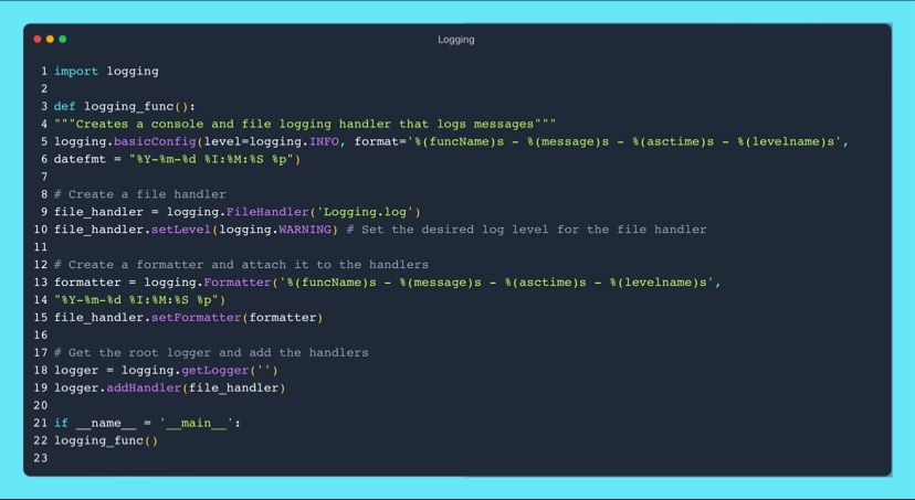 Huzaifa Sabah Uddin on LinkedIn: #logging #pythonprogramming #errorhandling Huzaifa Sabah Uddin on LinkedIn: #logging #pythonprogramming #errorhandling