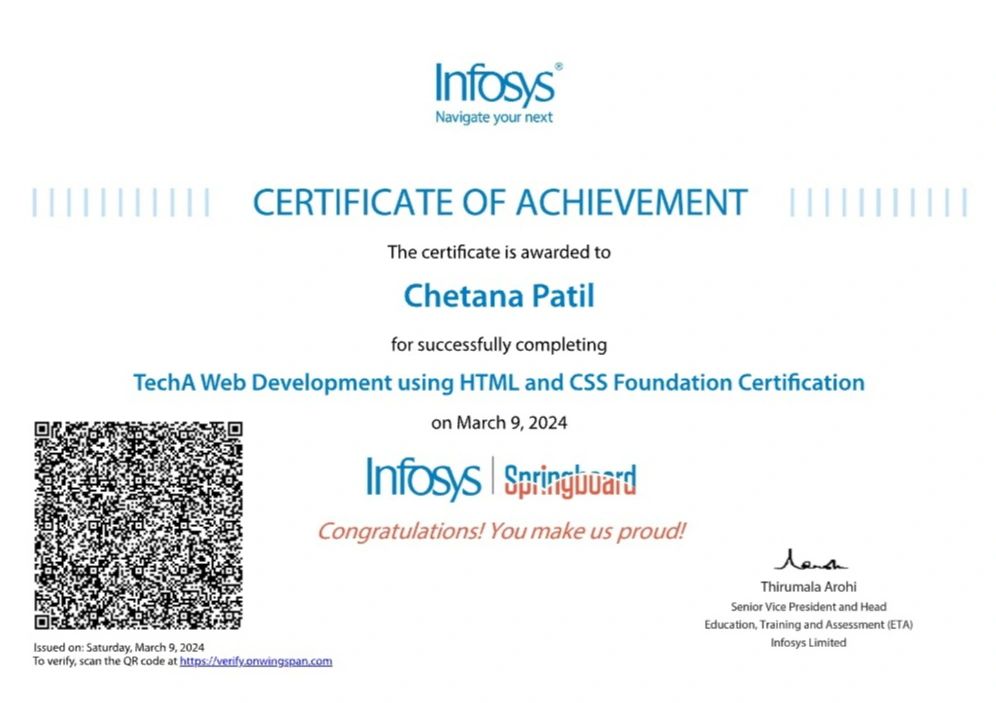 Chetana Patil on LinkedIn: #infosysspringboard #html #css #python Chetana Patil on LinkedIn: #infosysspringboard #html #css #python