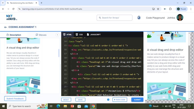 Jothika B on LinkedIn: #day29 #30daysofcode #nxtwave #progress #rwd # ... Jothika B on LinkedIn: #day29 #30daysofcode #nxtwave #progress #rwd # ...