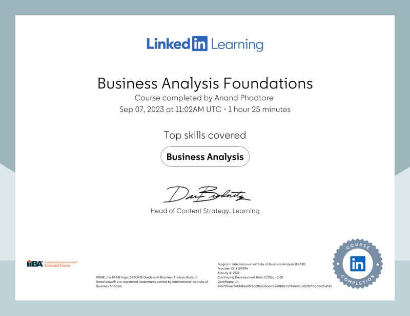 Anand Phadtare on LinkedIn: Certificate of Completion Anand Phadtare on LinkedIn: Certificate of Completion