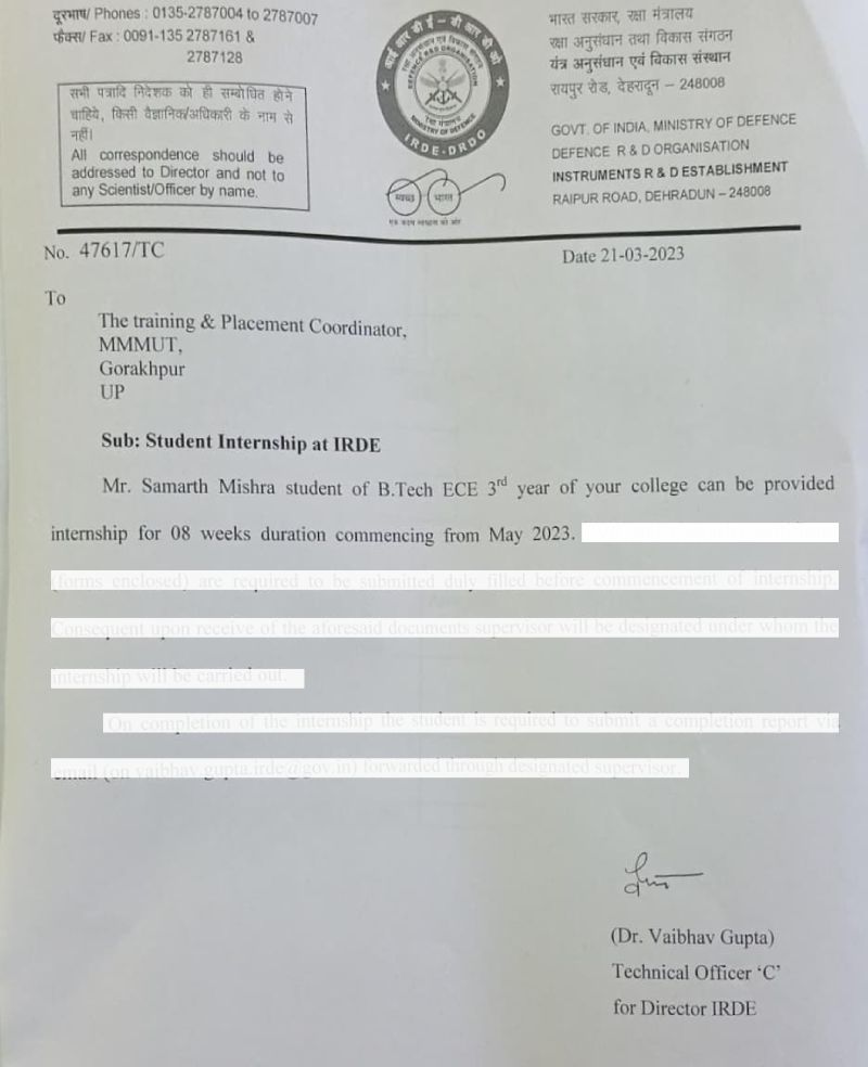Samarth Mishra on LinkedIn: #irde #drdo #machinelearning #internship # ... Samarth Mishra on LinkedIn: #irde #drdo #machinelearning #internship # ...
