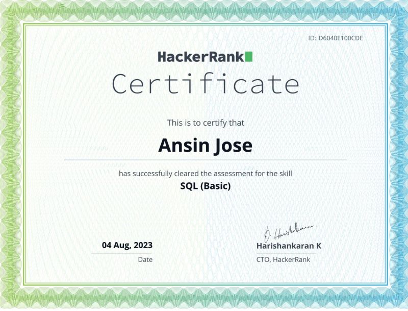 Ansin Jose on LinkedIn: #sql #hackerrank #mysql #skillup Ansin Jose on LinkedIn: #sql #hackerrank #mysql #skillup