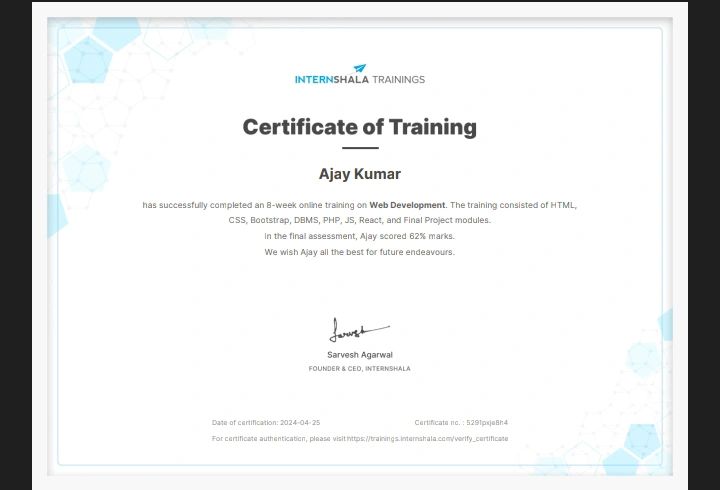 ajay kumar on LinkedIn: #internshala #html #css #php #mysql #reactjs # ... ajay kumar on LinkedIn: #internshala #html #css #php #mysql #reactjs # ...