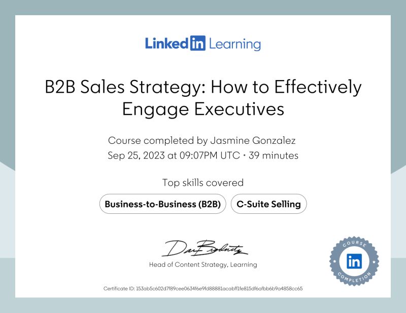 Jasmine Gonzalez on LinkedIn: Certificate of Completion Jasmine Gonzalez on LinkedIn: Certificate of Completion