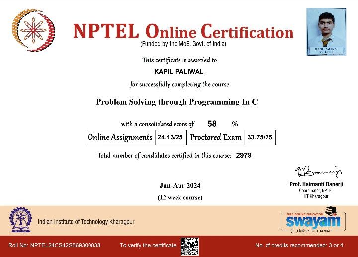 Kapil Paliwal on LinkedIn: #programming #cprogramming #nptel # ... Kapil Paliwal on LinkedIn: #programming #cprogramming #nptel # ...