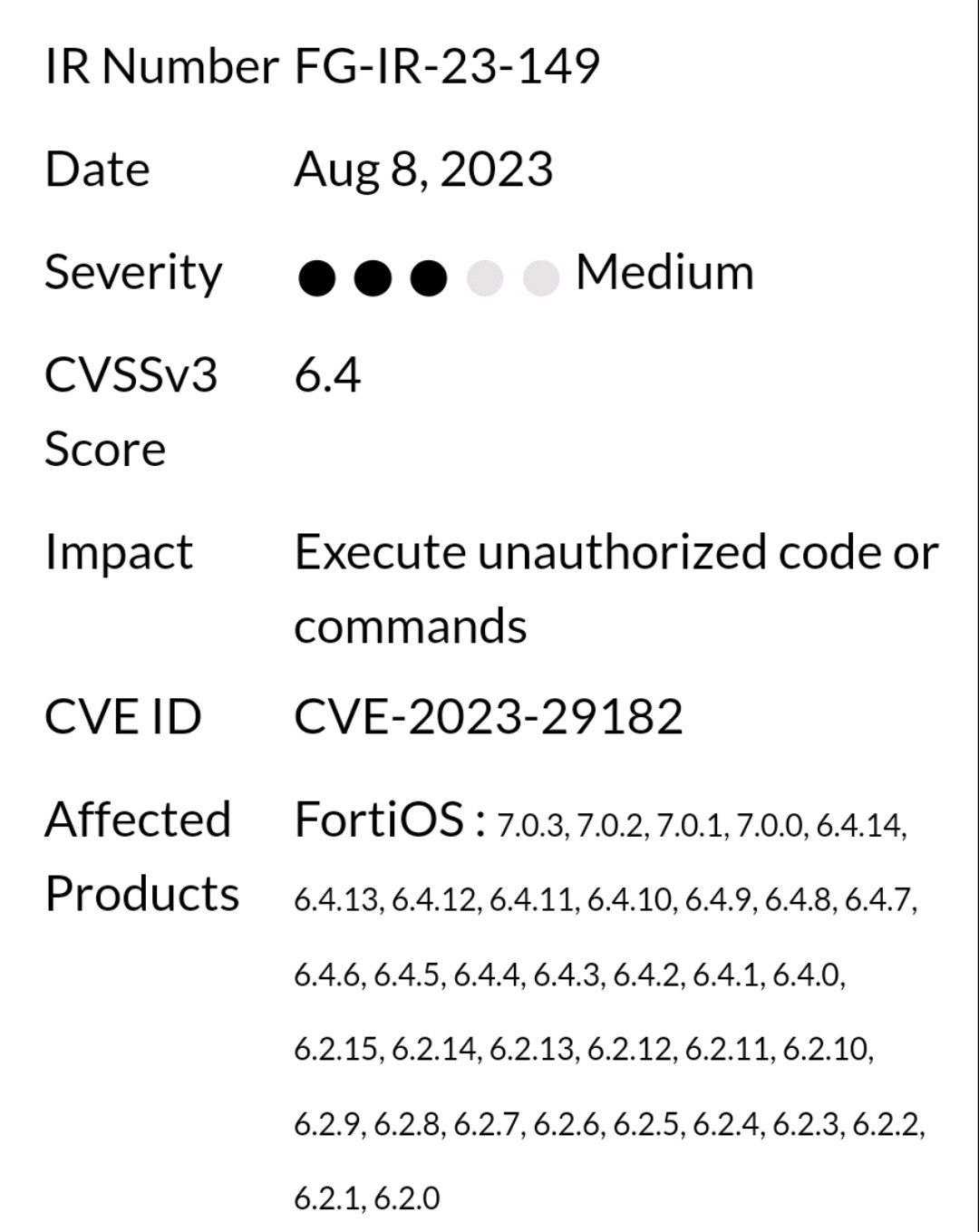 Silvio Cesar Santos on LinkedIn: New FortiOS CVE FortiOS - Buffer ... Silvio Cesar Santos on LinkedIn: New FortiOS CVE FortiOS - Buffer ...