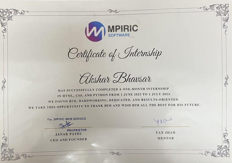 Akshar Bhavsar on LinkedIn: I am glad to share that I have successfully ... Akshar Bhavsar on LinkedIn: I am glad to share that I have successfully ...