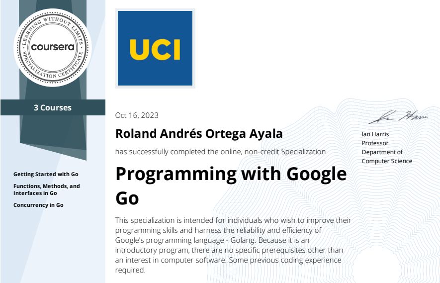 Roland Andrés Ortega Ayala on LinkedIn: Completed my Golang ... Roland Andrés Ortega Ayala on LinkedIn: Completed my Golang ...