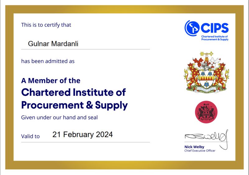 Gulnar Mardanli, MCIPS on LinkedIn: #mcips #procurement #supplychain # ... Gulnar Mardanli, MCIPS on LinkedIn: #mcips #procurement #supplychain # ...