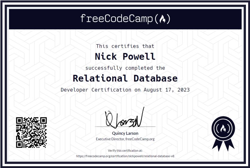 Nick Powell on LinkedIn: #freecodecamp #sql #git #bash #datascience ... Nick Powell on LinkedIn: #freecodecamp #sql #git #bash #datascience ...