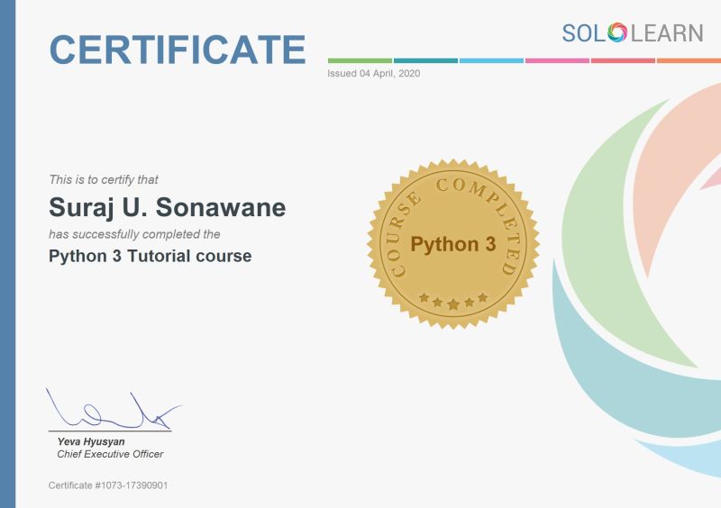 Suraj Sonawane on LinkedIn: #python #certification #learningjourney Suraj Sonawane on LinkedIn: #python #certification #learningjourney