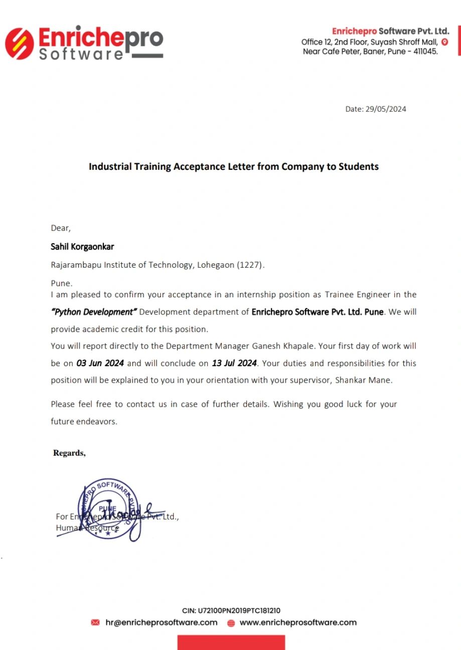 Sahil Korgaonkar on LinkedIn: #internship #pythondevelopment # ... Sahil Korgaonkar on LinkedIn: #internship #pythondevelopment # ...
