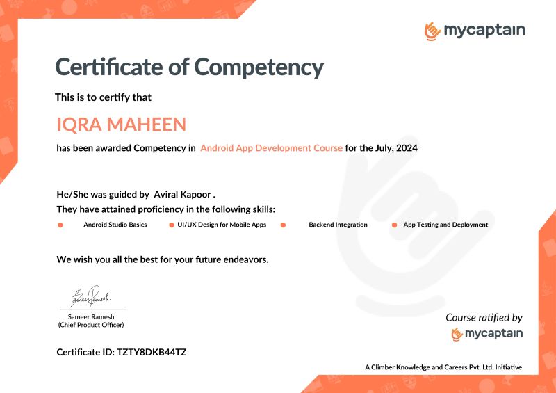 Iqra Maheen on LinkedIn: #androiddevelopment #mycaptain #appdevelopment ... Iqra Maheen on LinkedIn: #androiddevelopment #mycaptain #appdevelopment ...