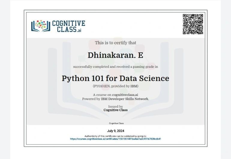 Dhinakaran E on LinkedIn: #python #data #ibm #data Dhinakaran E on LinkedIn: #python #data #ibm #data
