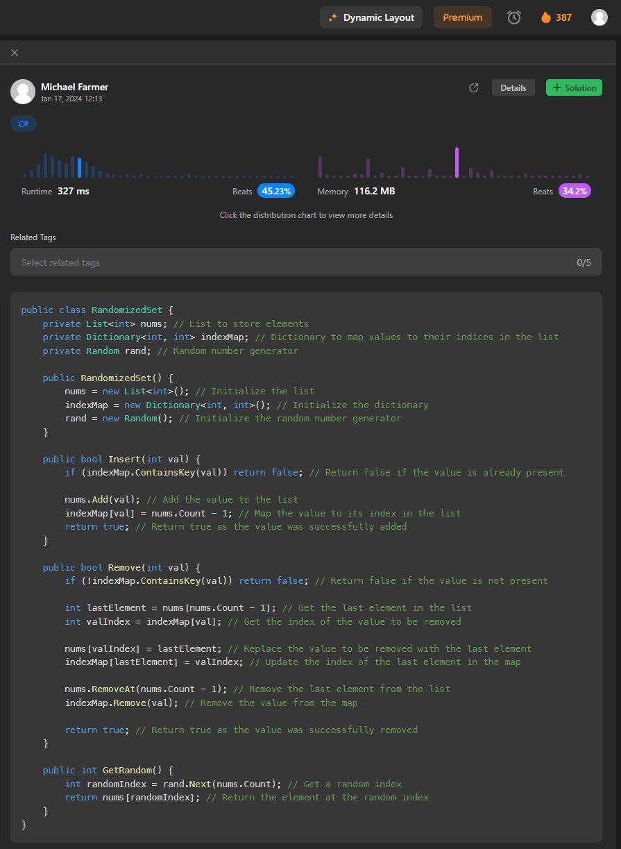 Daily LeetCode: Insert GetRandom O(1) (Medium) | Michael Farmer posted ... Daily LeetCode: Insert GetRandom O(1) (Medium) | Michael Farmer posted ...