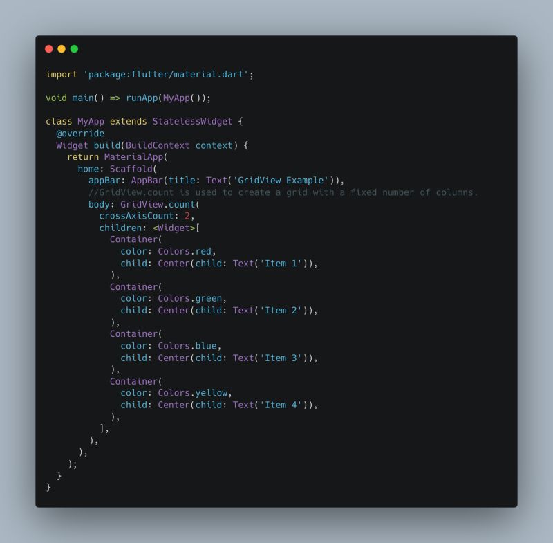 Flutter Bytes on LinkedIn: #flutterbytes #flutter #dart #gridview # ... Flutter Bytes on LinkedIn: #flutterbytes #flutter #dart #gridview # ...