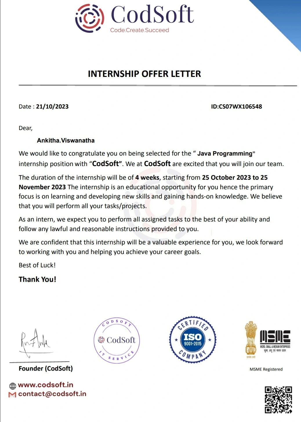 Ankitha Vishwanatha on LinkedIn: #codsoft Ankitha Vishwanatha on LinkedIn: #codsoft