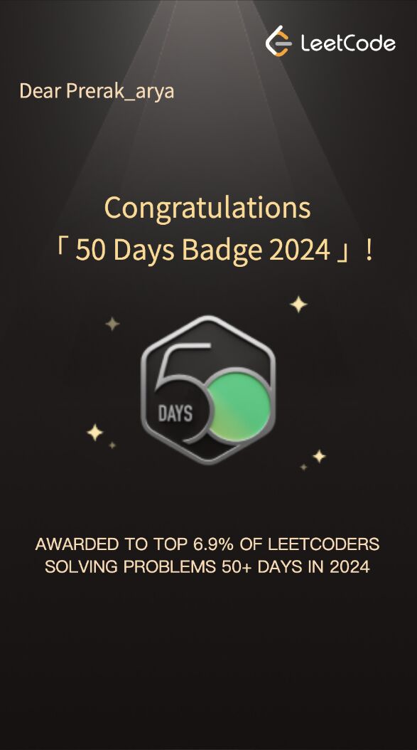 PRERAK ARYA on LinkedIn: #leetcode #codingcommunity #achievementunlocked PRERAK ARYA on LinkedIn: #leetcode #codingcommunity #achievementunlocked