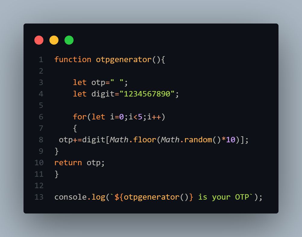 Vasu Antala on LinkedIn: This JavaScript function otpgenerator ... Vasu Antala on LinkedIn: This JavaScript function otpgenerator ...