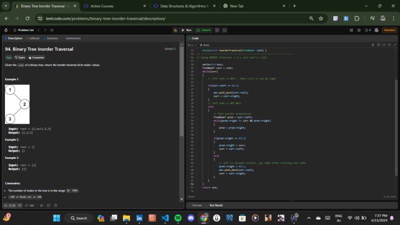 Exploring Morris Traversal on Leetcode DSA | Ankush Naudiyal posted on ... Exploring Morris Traversal on Leetcode DSA | Ankush Naudiyal posted on ...