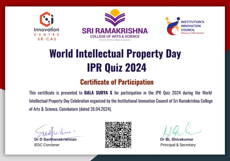 Balasurya S on LinkedIn: #intellectualpropertyday #ipr Balasurya S on LinkedIn: #intellectualpropertyday #ipr