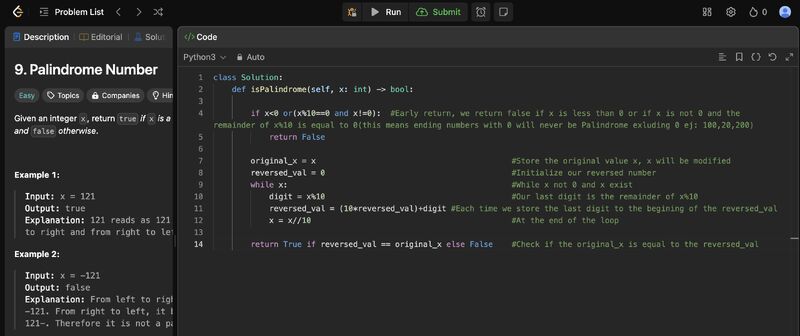 Cristofer Franco Vilchis on LinkedIn: Leetcode Day 3: 9 Palindrome ... Cristofer Franco Vilchis on LinkedIn: Leetcode Day 3: 9 Palindrome ...
