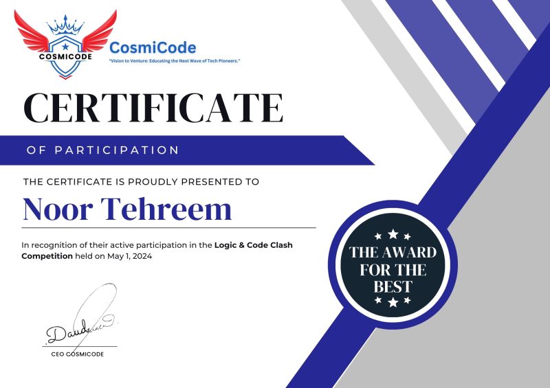 Noor Tehreem on LinkedIn: #codingchallenge #logicandcodeclash # ... Noor Tehreem on LinkedIn: #codingchallenge #logicandcodeclash # ...