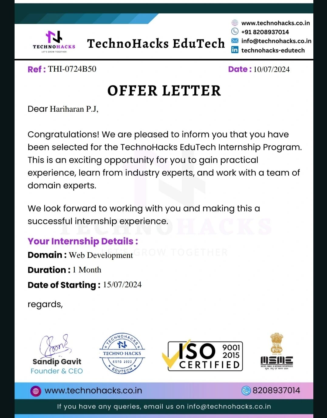 Hari Haran on LinkedIn: #webdevelopment #internship Hari Haran on LinkedIn: #webdevelopment #internship