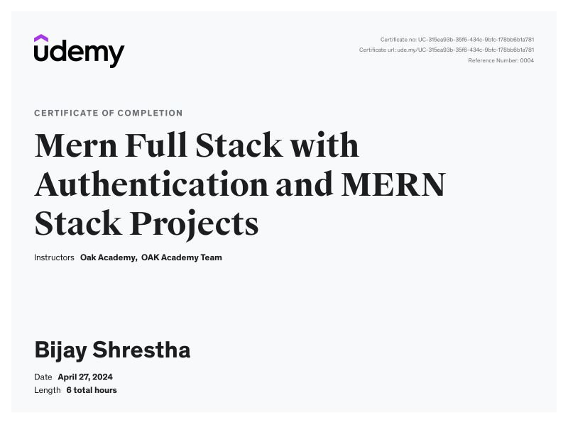 Bijay Shrestha on LinkedIn: #mernstack #udemy #upwork #webdevelopment # ... Bijay Shrestha on LinkedIn: #mernstack #udemy #upwork #webdevelopment # ...