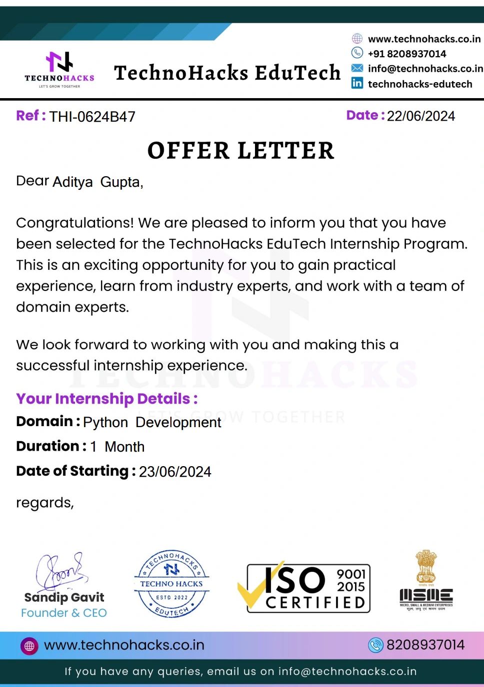Aditya Gupta on LinkedIn: I am excited to share that I have received an ... Aditya Gupta on LinkedIn: I am excited to share that I have received an ...
