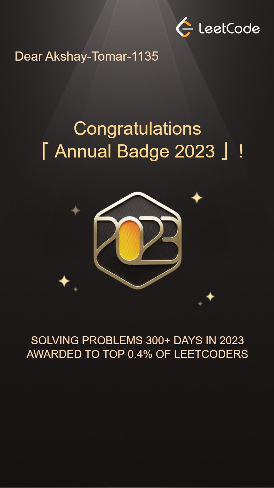 Akshay Tomar on LinkedIn: New Badge Unlocked on LeetCode 🎉 Akshay Tomar on LinkedIn: New Badge Unlocked on LeetCode 🎉