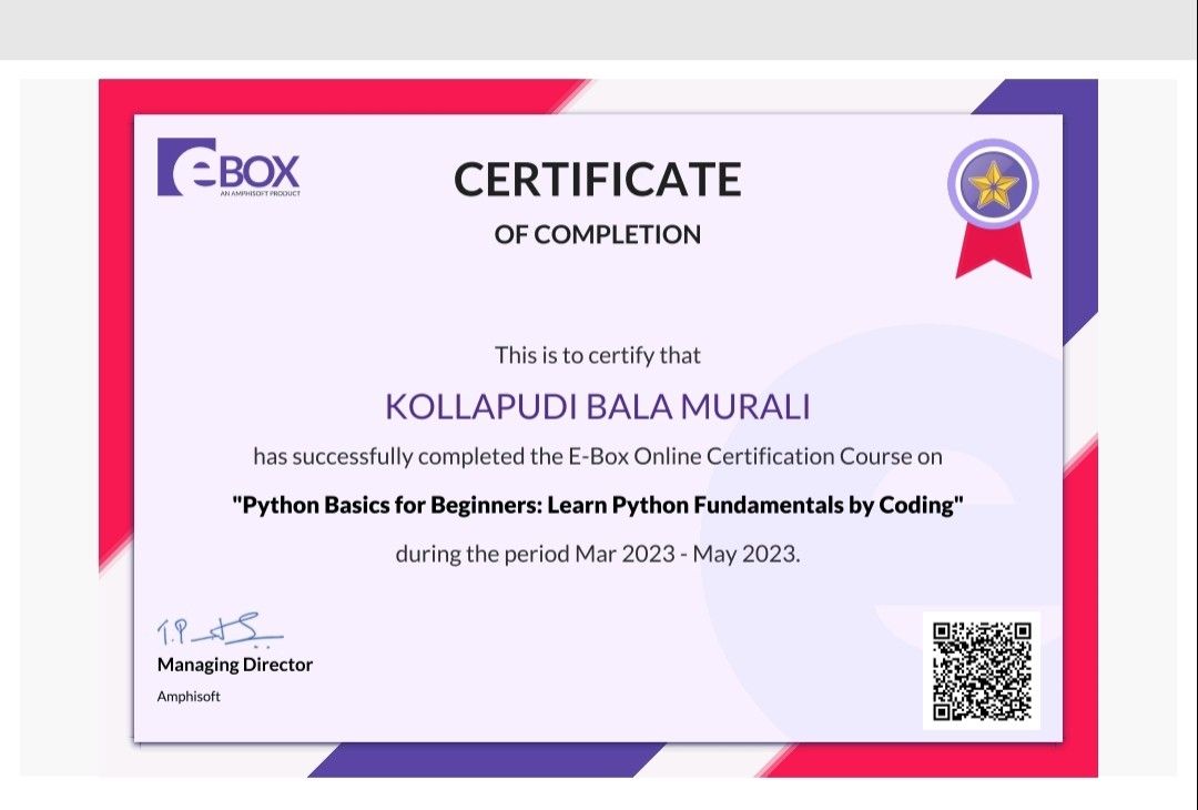 Murali kollapudi on LinkedIn: #python #pythonprogramming #ebox # ... Murali kollapudi on LinkedIn: #python #pythonprogramming #ebox # ...
