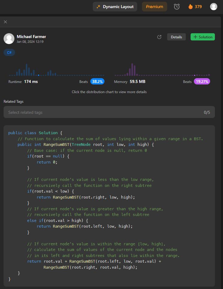 Michael Farmer on LinkedIn: Day 379 of Daily LeetCode | 938. Range Sum ... Michael Farmer on LinkedIn: Day 379 of Daily LeetCode | 938. Range Sum ...