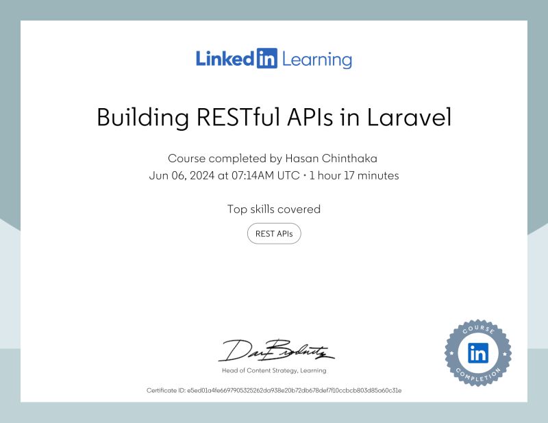 Hasan Chinthaka on LinkedIn: Certificate of Completion Hasan Chinthaka on LinkedIn: Certificate of Completion