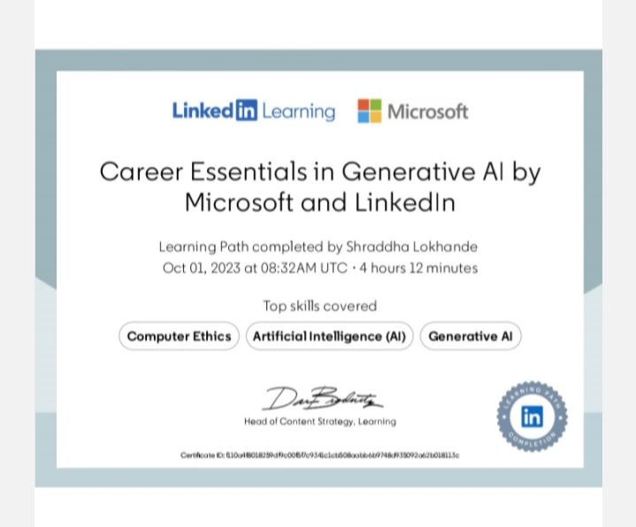 Shraddha Lokhande on LinkedIn: #generativeai #microsoft #linkedinlearning Shraddha Lokhande on LinkedIn: #generativeai #microsoft #linkedinlearning