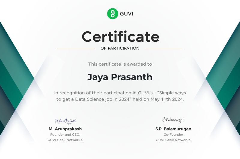 Jaya Prasanth on LinkedIn: #guvi Jaya Prasanth on LinkedIn: #guvi