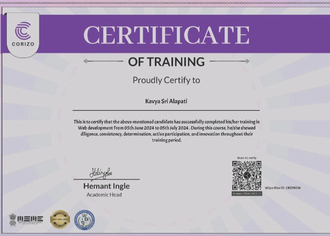 Kavya Sri Alapati on LinkedIn: #webdevelopment #corizoedutech #learning ... Kavya Sri Alapati on LinkedIn: #webdevelopment #corizoedutech #learning ...