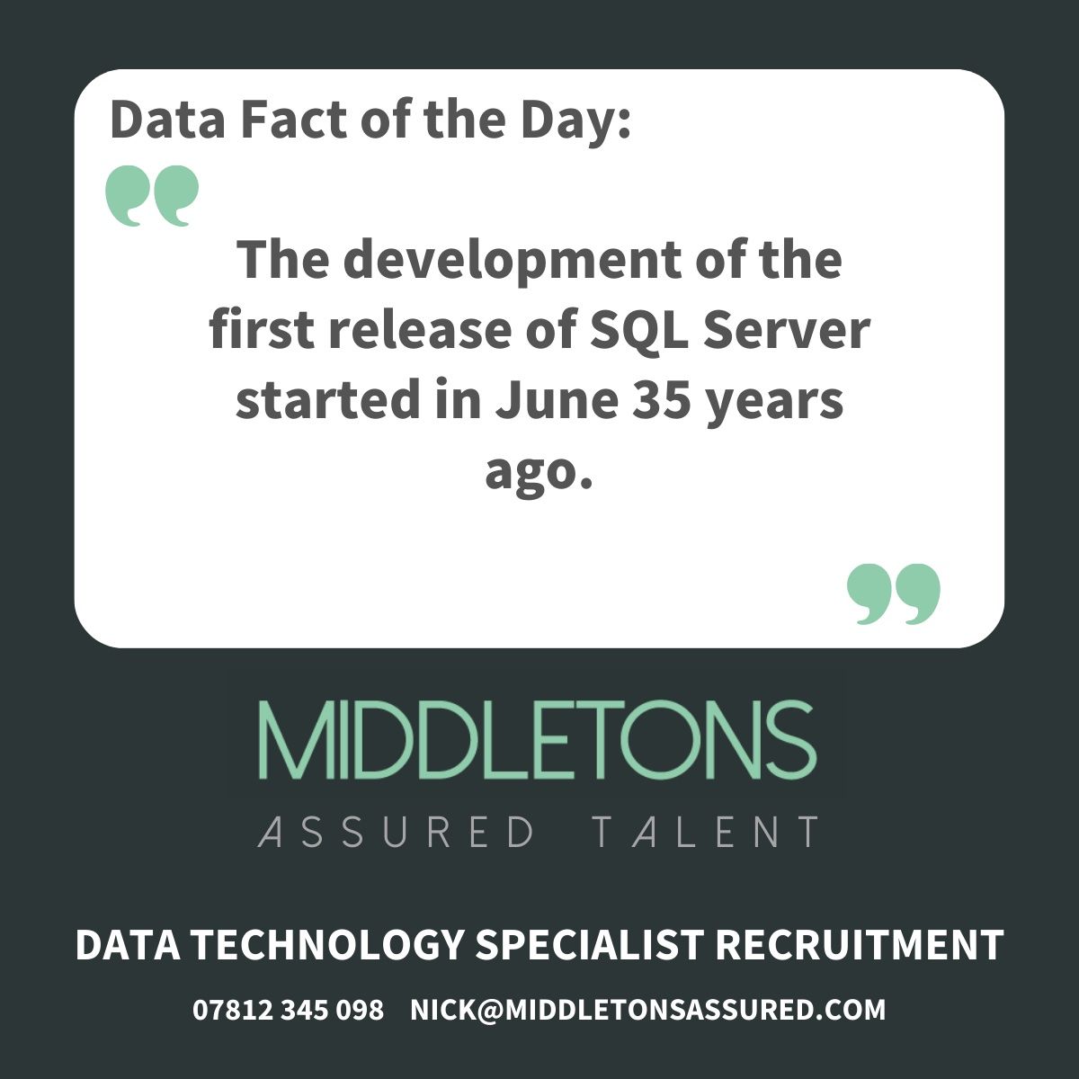 Nick Middleton on LinkedIn: #data #sql #sqlserver #datajobs Nick Middleton on LinkedIn: #data #sql #sqlserver #datajobs